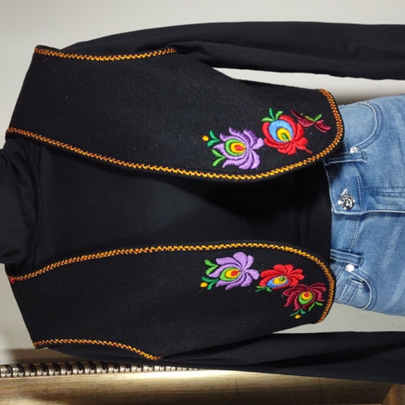unknown | Jackets & Coats | Vintage Boiled Wool Bolero Vest Wfloral ...
